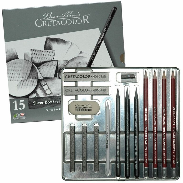 htconline.in| Cretacolor Silver Box Graphite Drawing Set Of 15 - Tin ...