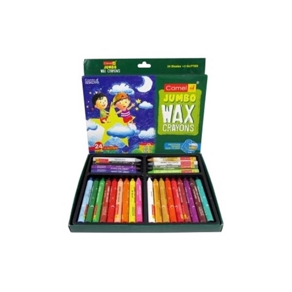 htconline.in| Camlin Wax Crayons Set 24 shades + 2 Glitters - htconline.in
