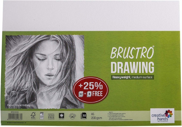 htconline.in| Brustro Drawing Paper 200gsm A5 (32+8 Sheets) - htconline.in