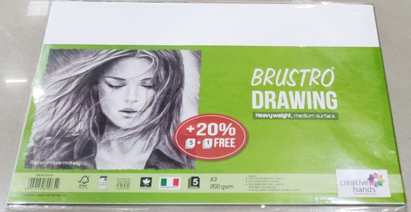 htconline.in| Brustro Drawing Paper 200gsm A3 (5+1 Sheets) - htconline.in
