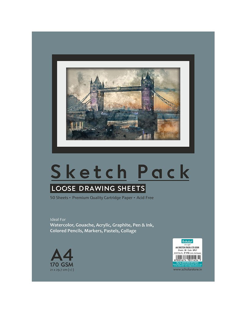 htconline.in| Scholar Sketch pack Drawing Sheets 170g A4 50sh