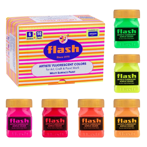 htconline.in| Flash Artists Fluorescent Colors Set of 6x50ml