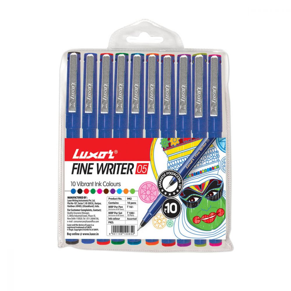 htconline.in| Luxor Finewriter Pen Set of 10 Assorted (0.5mm)