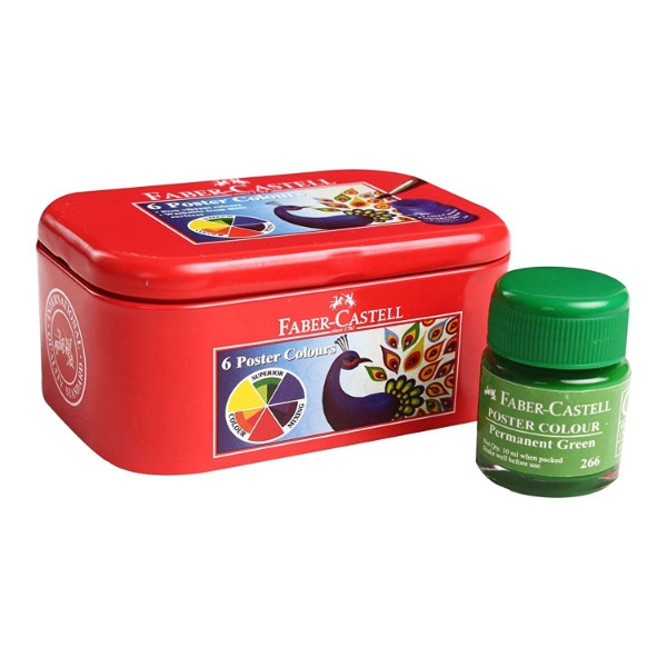 htconline.in| Faber Castell Poster Colour (Set of 6) 10ml - Tin Pack