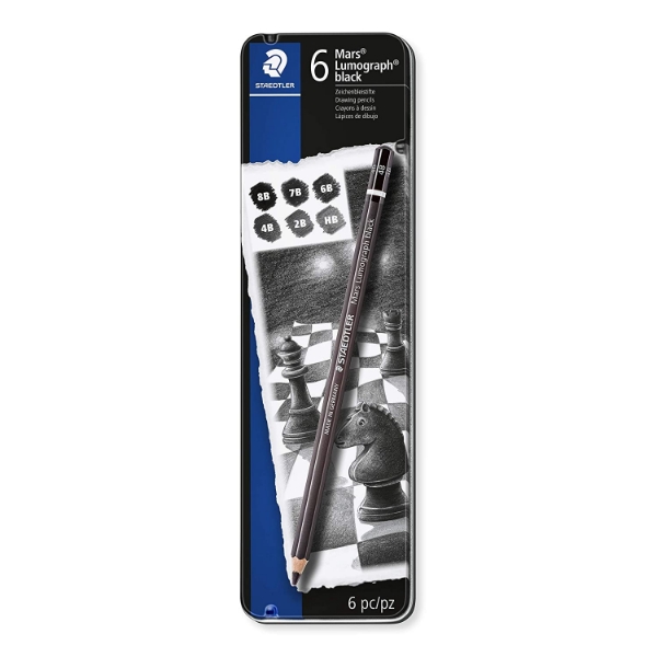 htconline.in| Staedtler Mars Lumograph Black 6 Artists Pencils - htconline.in