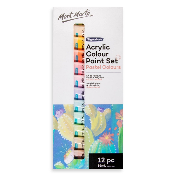 htconline.in| Mont Marte Acrylic Colour Pastel Paint Set of 12 - 36ml ...