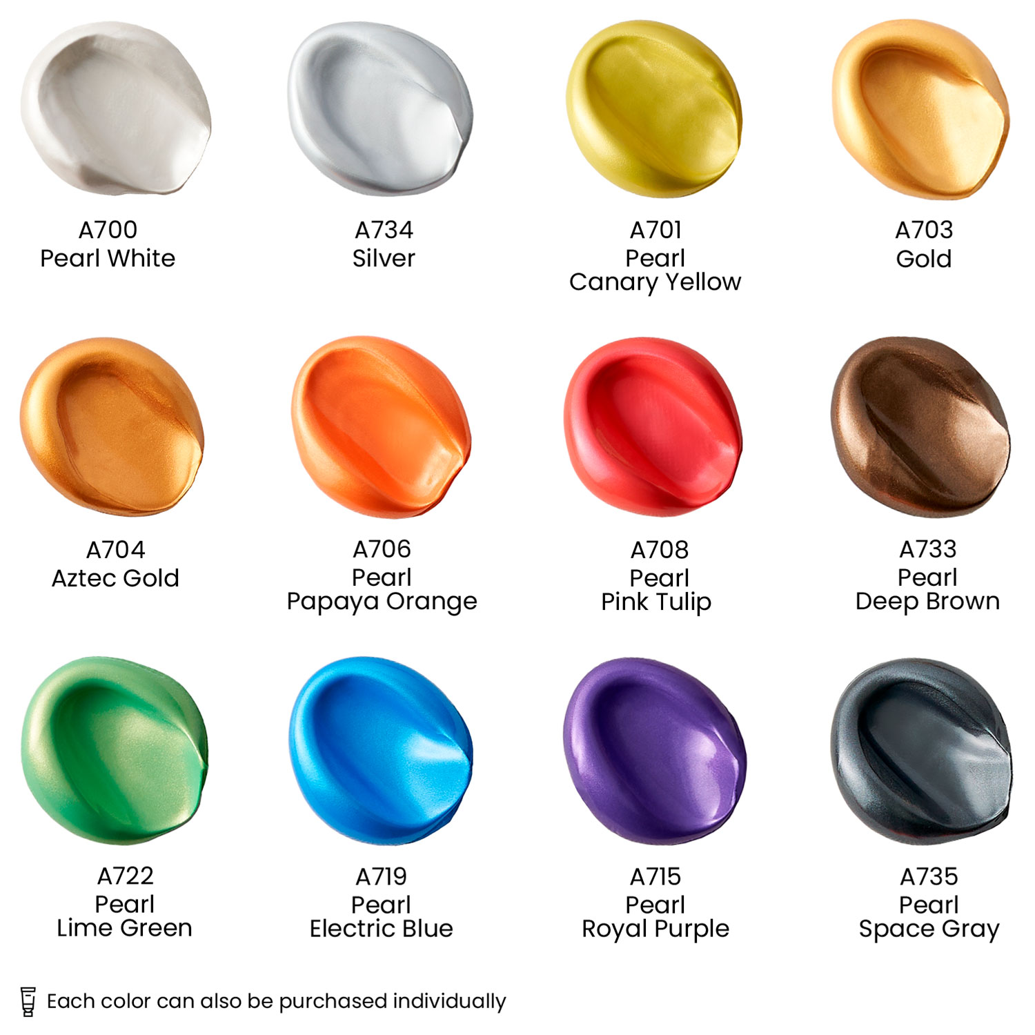 htconline.in| Arteza Metallic Acrylic Paint - Set of 12 (Vivid Colours)