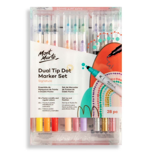 htconline.in| Mont Marte Dual Tip Dot Marker Set - 28 Pieces